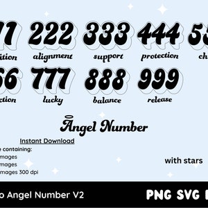Retro Wavy Text Angel Numbers Version 2 Clip Art, Mystical Svg ...