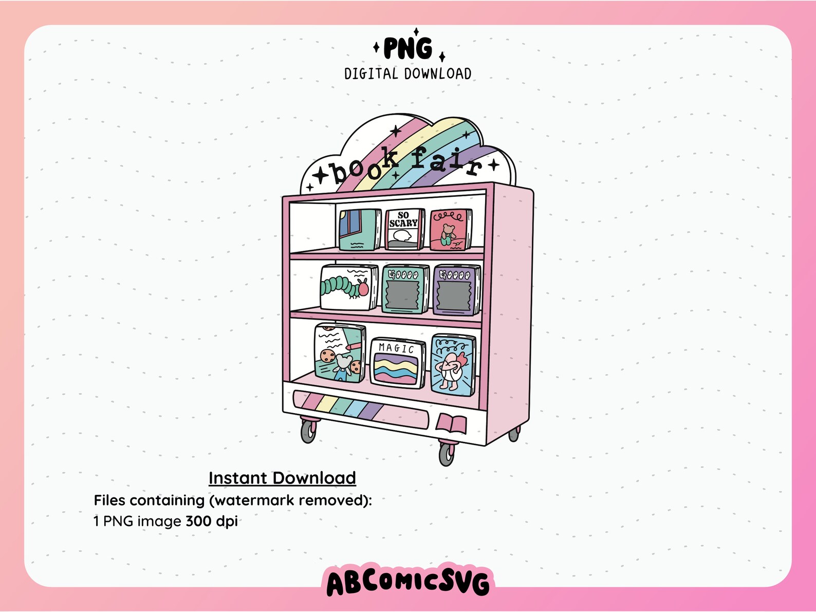 Book Fair PNG, Book Cart PNG, 90s Nostalgia PNG, Bookish Png, Cute ...