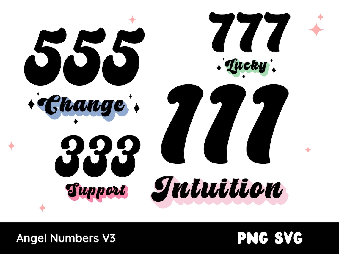 Angel Numbers Retro Clip Art Manifesting Trendy Self Love - Etsy