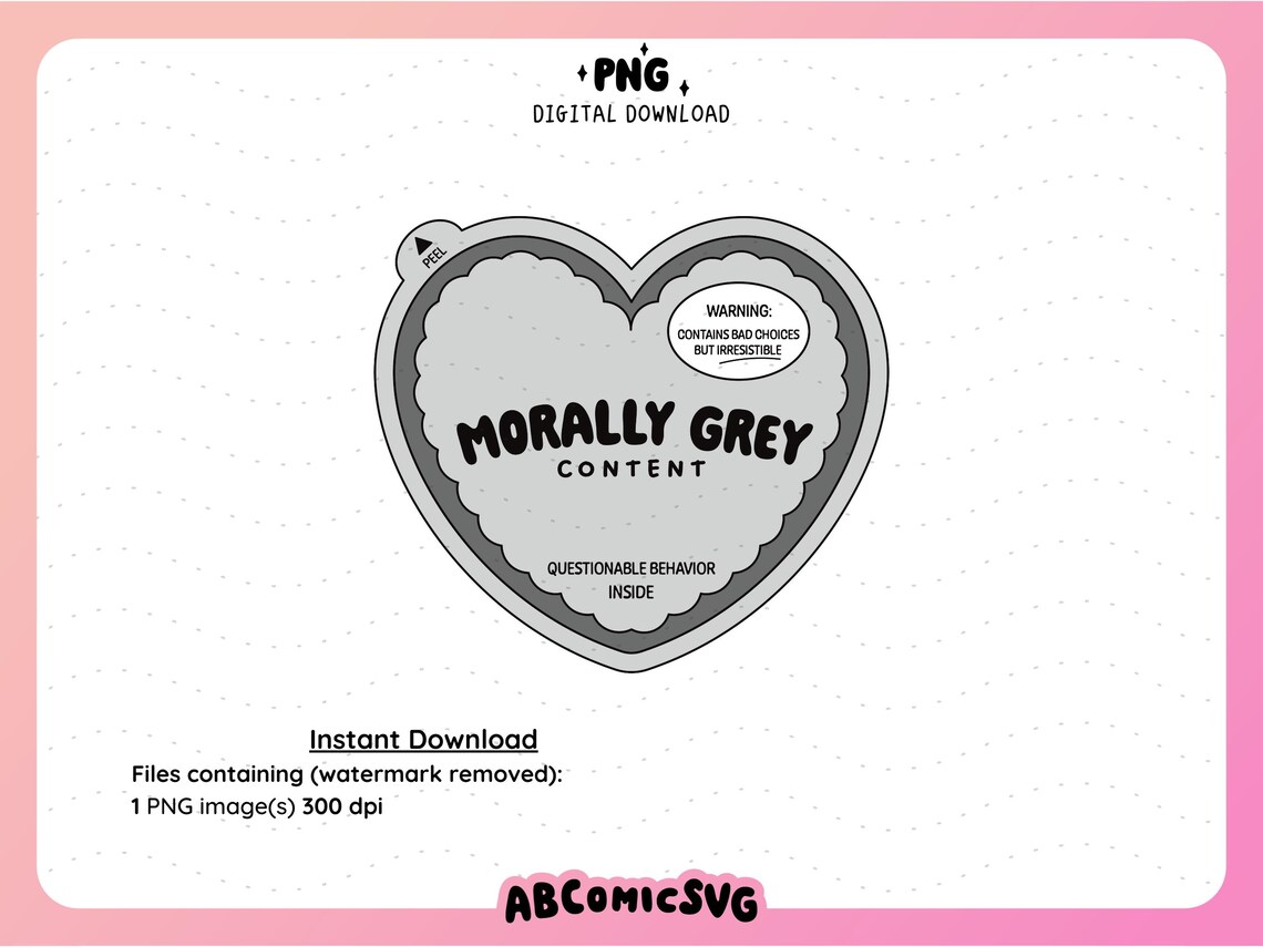 Morally Grey Produce Sticker PNG: Funny Bookish Smut Design for ...