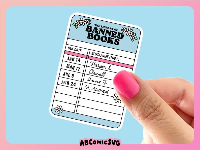 Banned Books Library Due Card PNG SVG: Forbidden Book Lover Design File ...