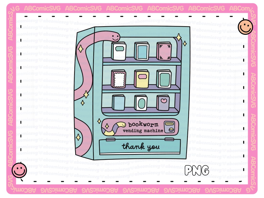 Bookworm Vending Machine PNG, Bookish PNG, Book Lover PNG, Cute Trendy ...