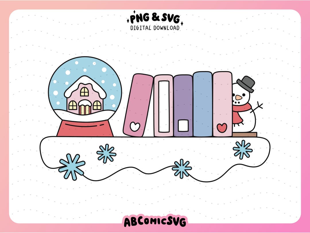 Christmas Bookshelf SVG PNG, Cozy Holiday Book Club PNG, Trendy Designs ...