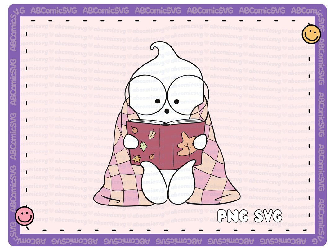 Cozy Cute Ghost SVG PNG Halloween Fall Leaves Bookish Bookworm SVG ...
