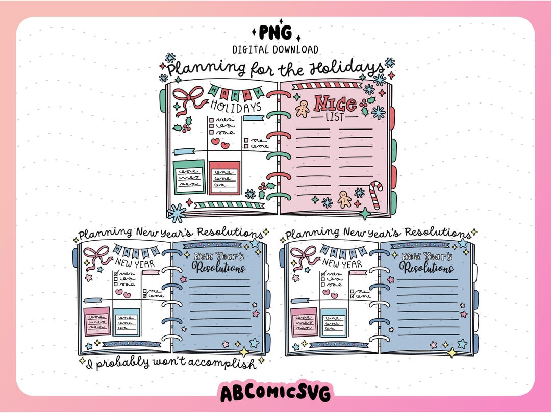 Holiday Planner Bundle PNG, Planner Girl Clipart, Cute Trendy Designs ...