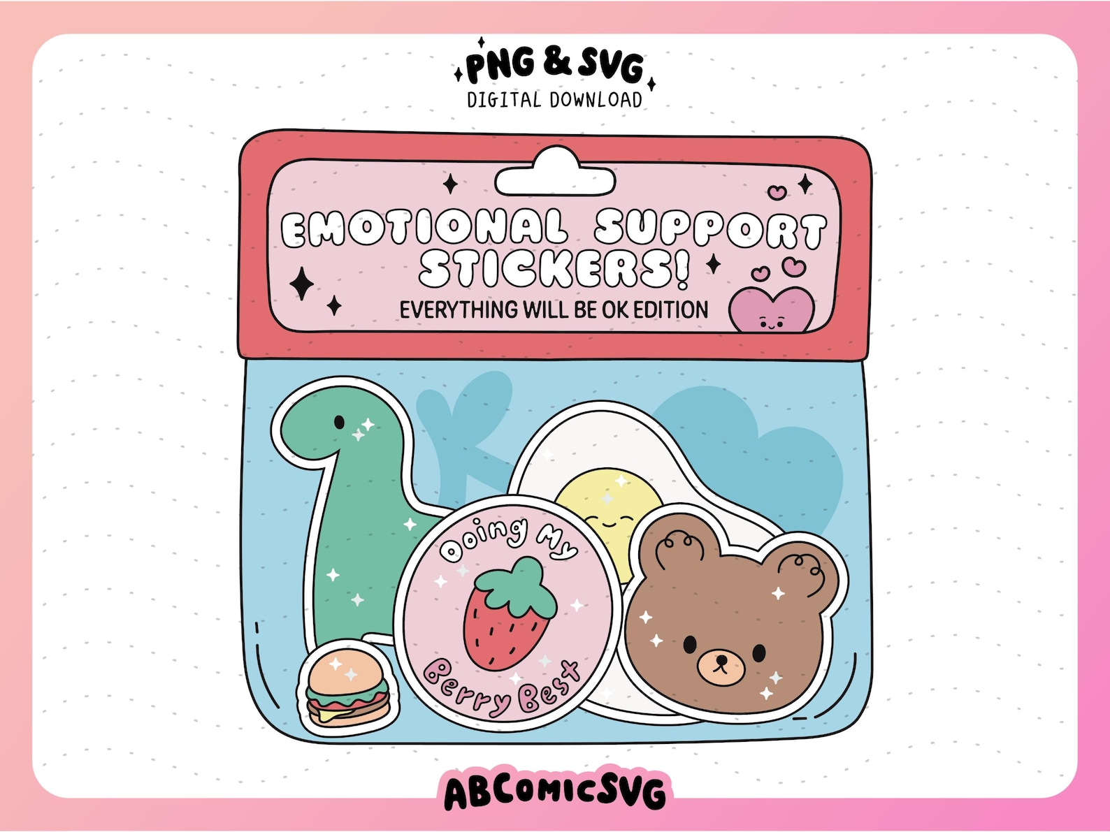 Emotional Support Stickers SVG PNG, It's Ok Not to Be Ok, Cute Trendy ...