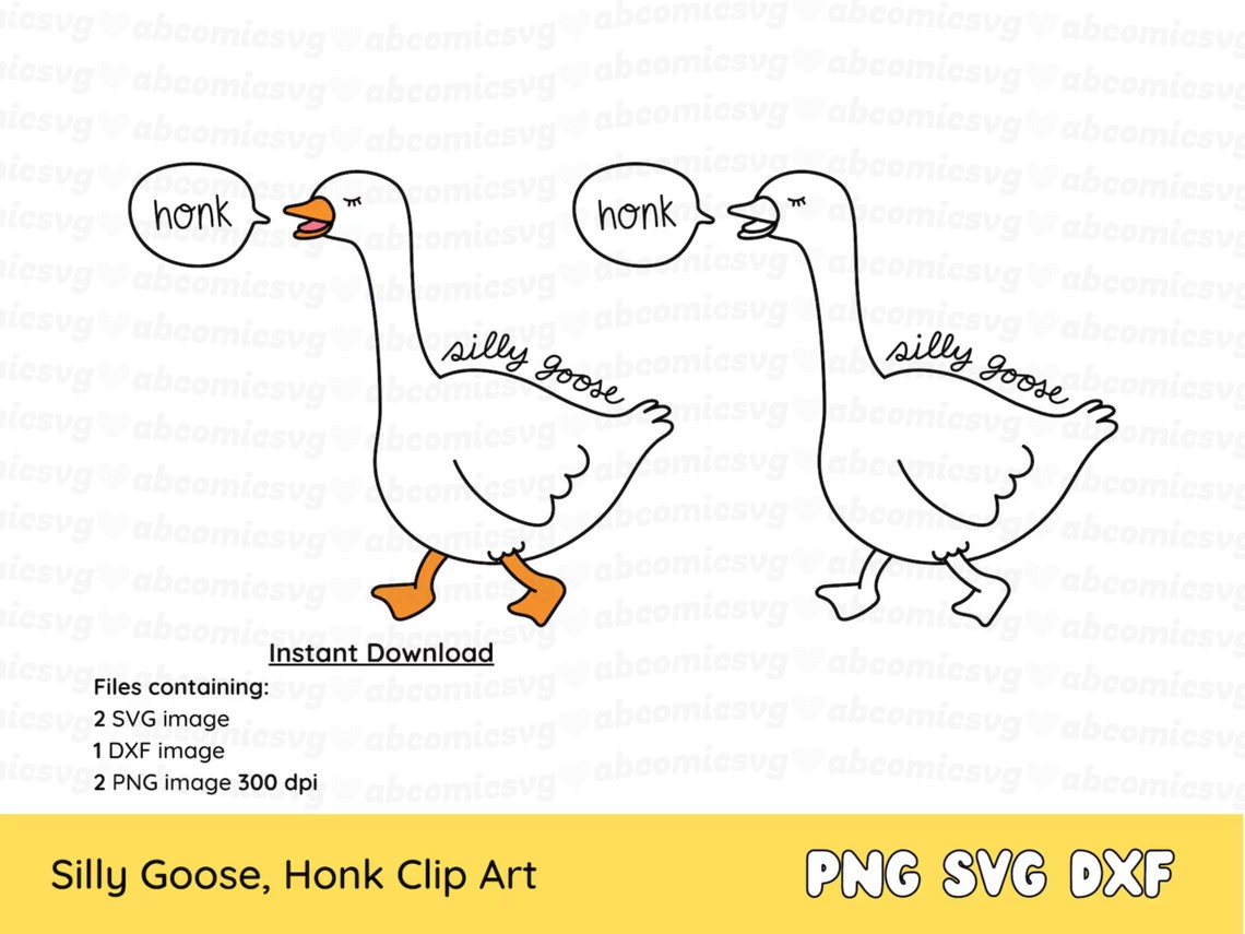 Silly Goose Svg Png Silly Goose Clip Art Trendy SVG Clipart - Etsy
