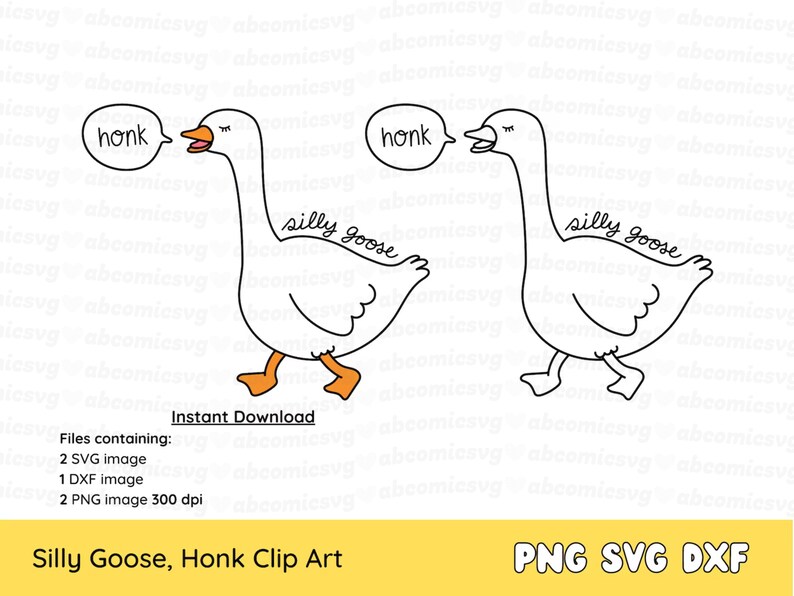 Silly Goose Svg Png Silly Goose Clip Art Trendy SVG Clipart - Etsy