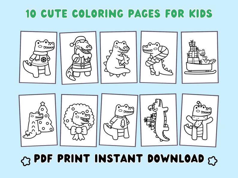 Printable Christmas Holiday Alligator Coloring Sheets for Kids ...
