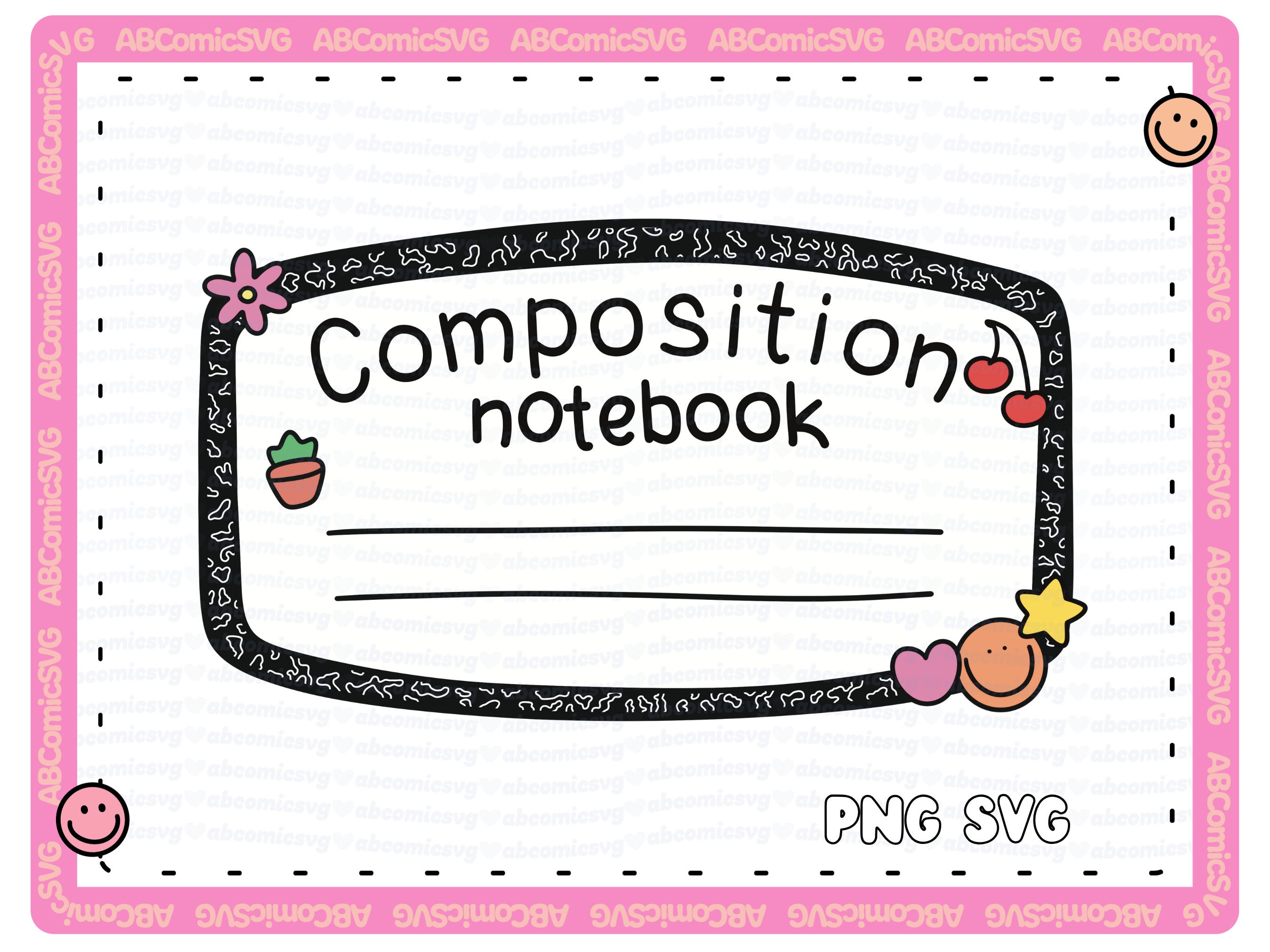Composition Notebook SVG PNG, Label Svg, School Svg, Retro Trendy ...