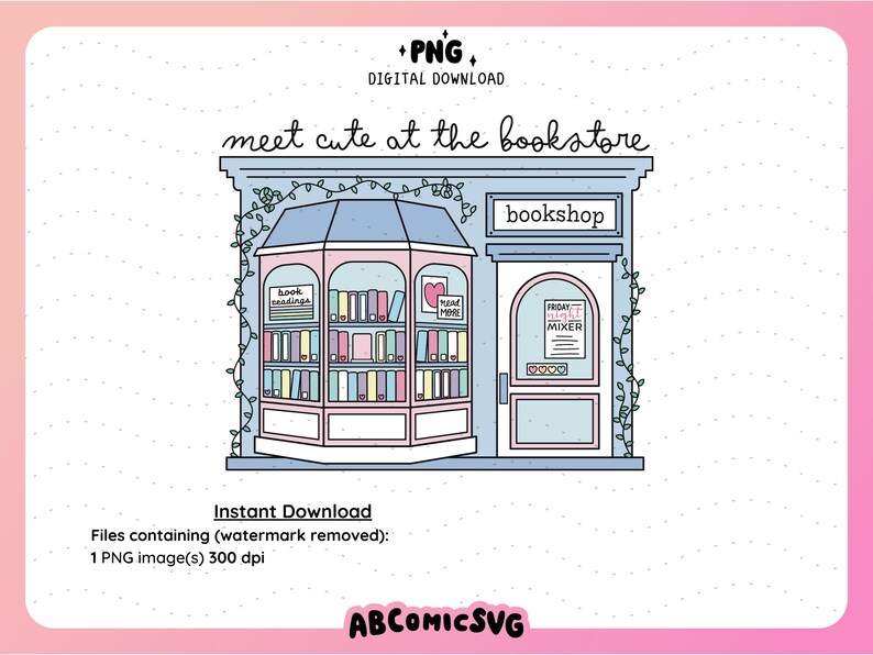 Meet at the Bookstore PNG, Bookshop PNG, Cute Bookish PNG, Book Lover ...