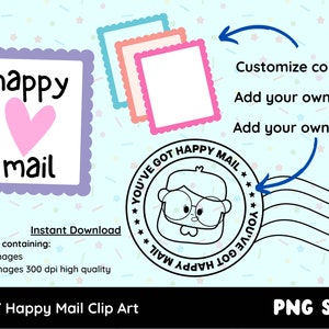 Happy Mail Clip Art, Small Business DIY Sticker Stamp PNG SVG - Etsy