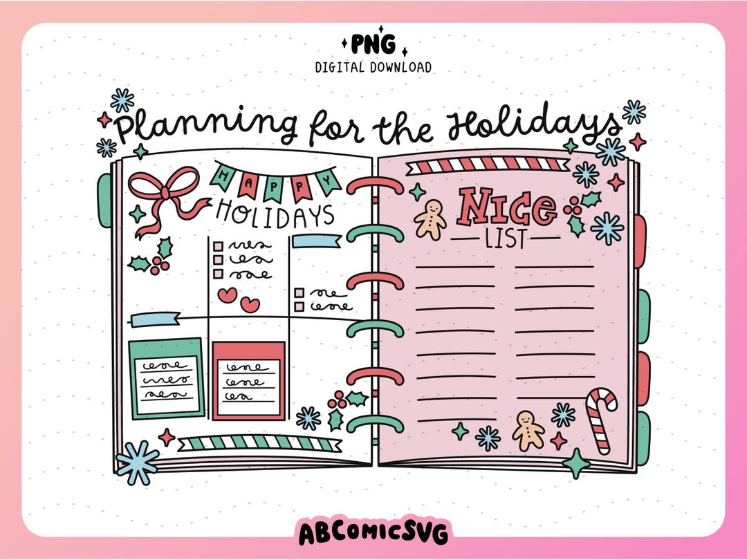 Christmas Planner PNG, Holiday Planner Clipart, Planner Girl, Cute ...