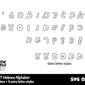 Hebrew Script Handwriting Alphabet Doodle Fill Hand Drawn Editable ...