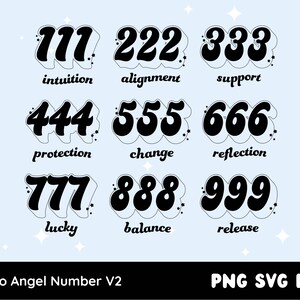 Retro Wavy Text Angel Numbers Version 2 Clip Art, Mystical Svg ...
