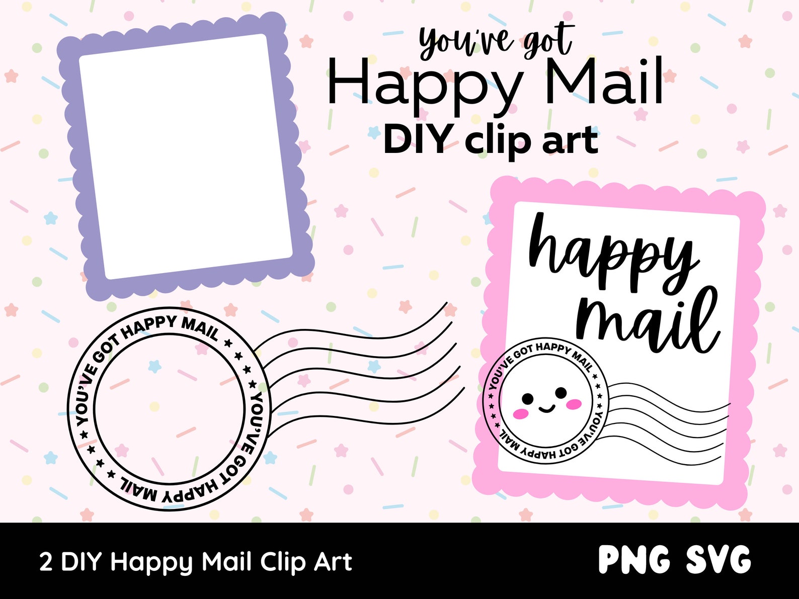 Happy Mail Clip Art, Small Business DIY Sticker Stamp PNG SVG - Etsy