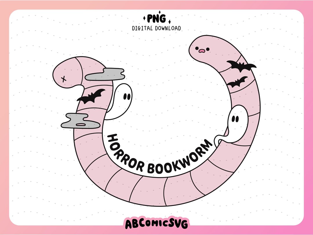 Horror Bookworm PNG, Bookish Stickers PNG, Sublimation Designs ...
