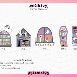 Bookish Ghost Bundle PNG SVG, Spooky Season PNG Files, Cute Trendy ...