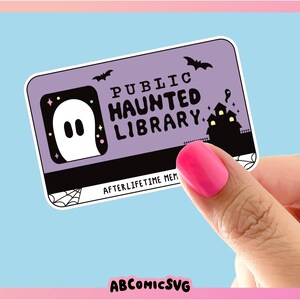 Haunted Library Card SVG PNG, Bookish Ghost PNG, Cute Halloween, Trendy ...