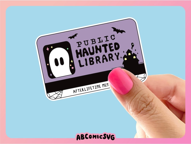 Haunted Library Card SVG PNG, Bookish Ghost PNG, Cute Halloween, Trendy ...