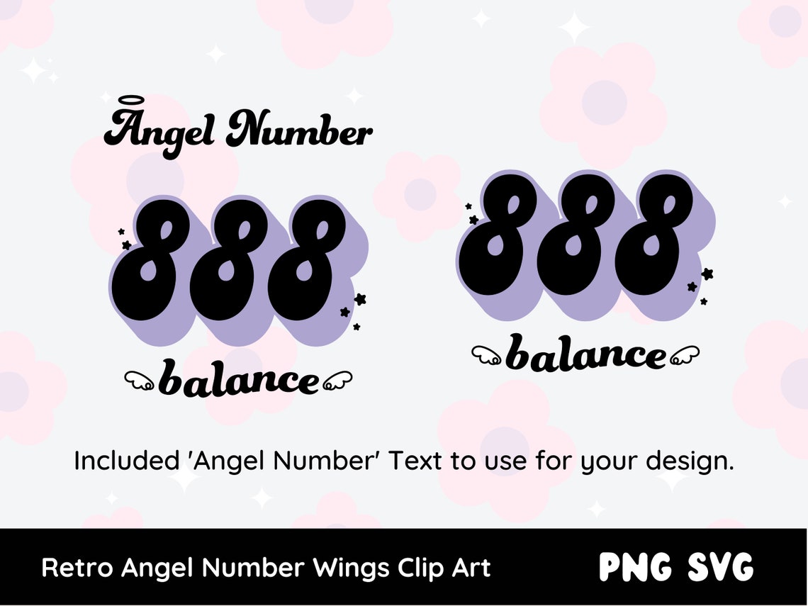 Retro Wavy Text Angel Number Wings Clip Art Groovy - Etsy