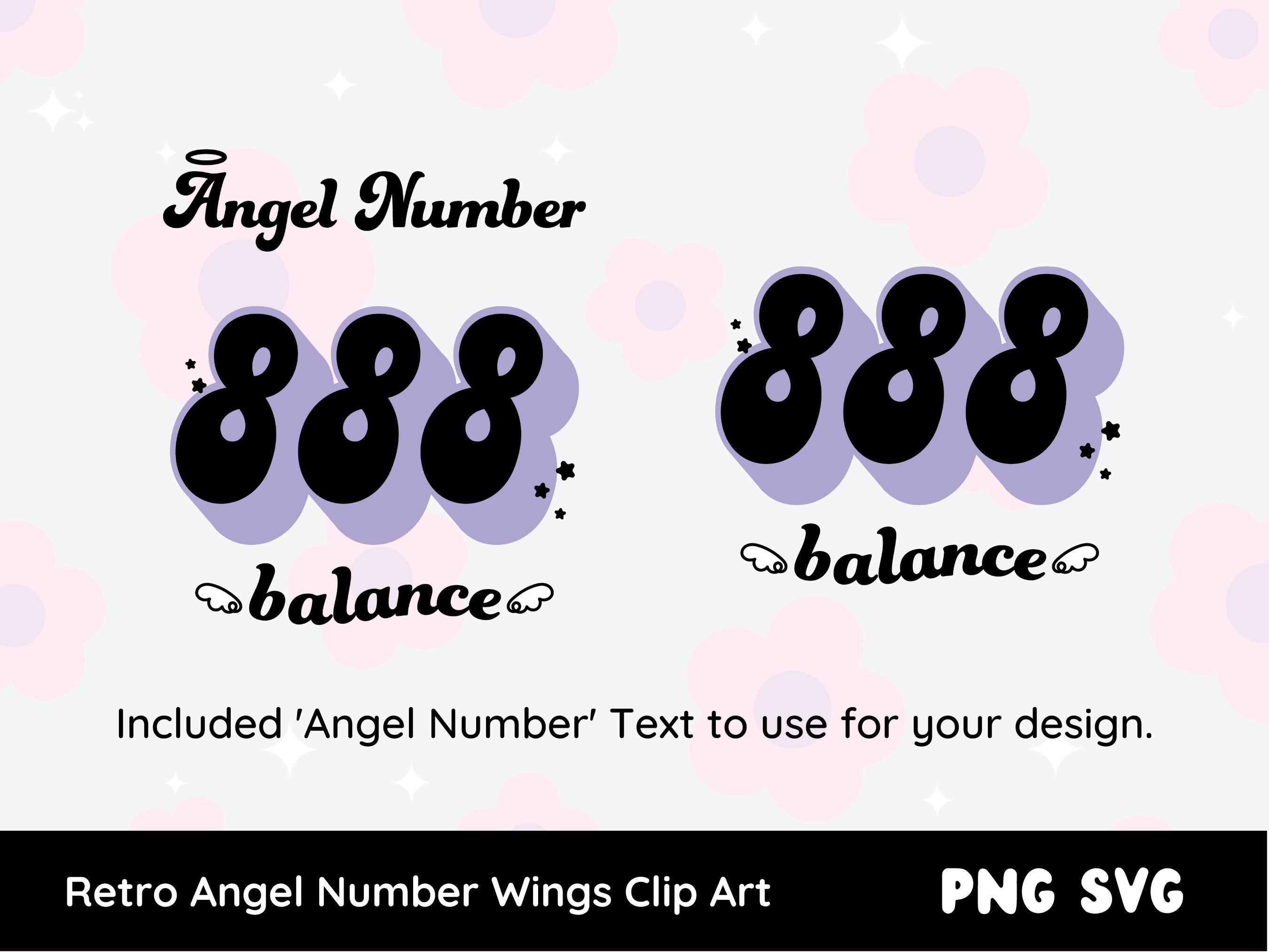 Retro Wavy Text Angel Number Wings Clip Art Groovy - Etsy