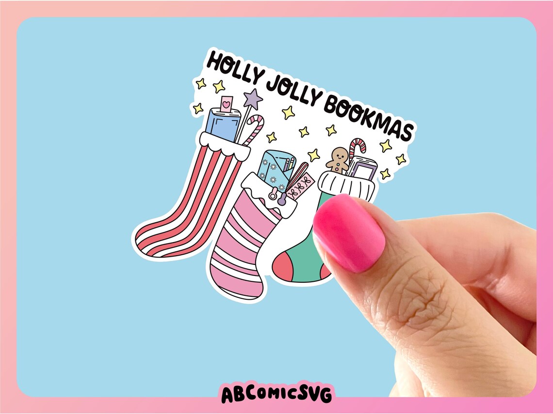 Holly Jolly Bookmas SVG PNG, Christmas Bookish Stockings SVG, Trendy ...