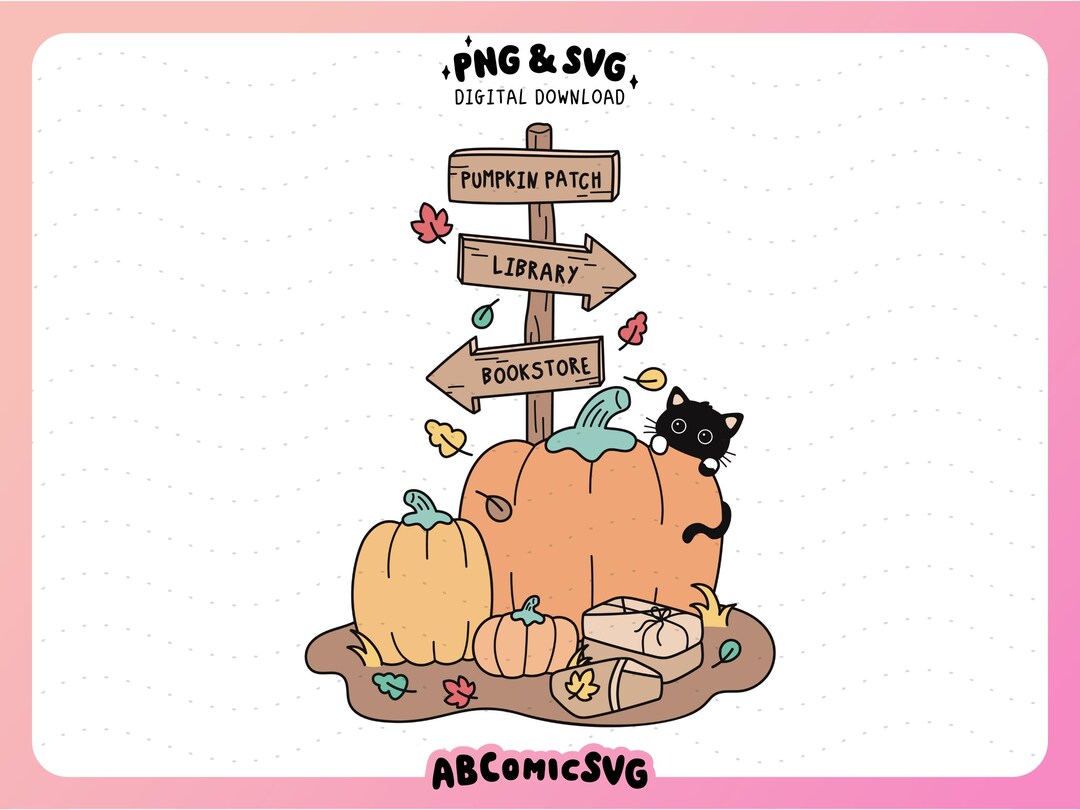 Bookish Fall Direction Signs SVG PNG, Cozy Autumn Book PNG, Trendy ...