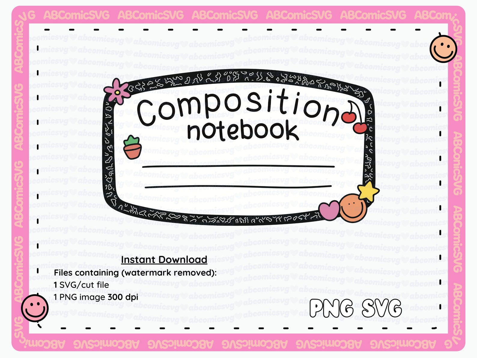 Composition Notebook SVG PNG, Label Svg, School Svg, Retro Trendy ...