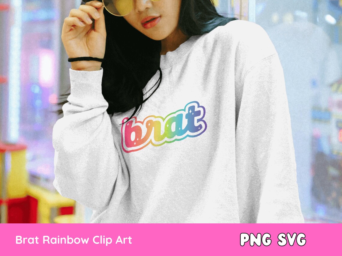 Brat SVG PNG, Rainbow Letters, Baddie, Wild Child, Bad Girls, Cute ...