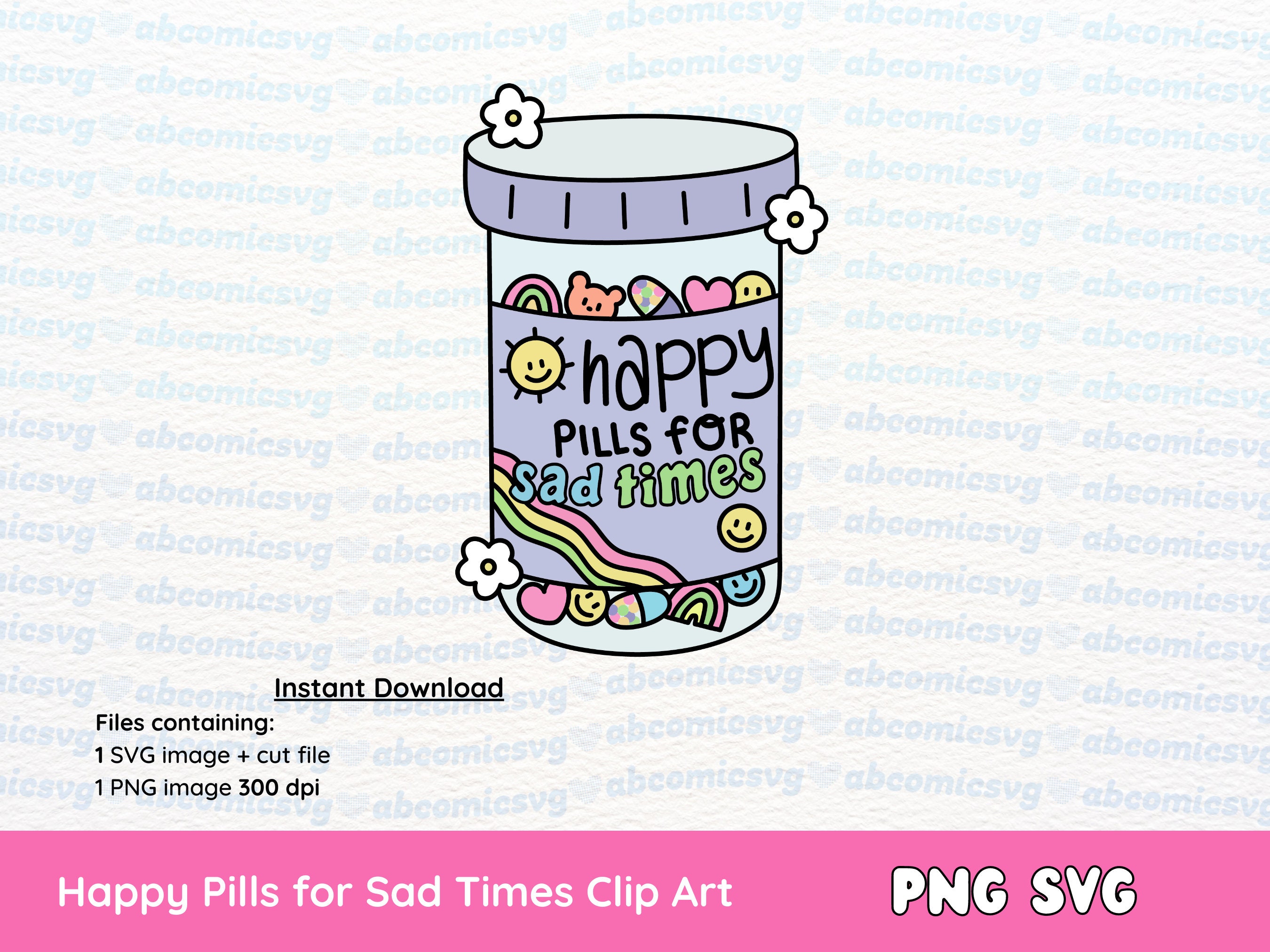 Happy Pills for Sad Days SVG PNG Mental Health Choose Happy - Etsy