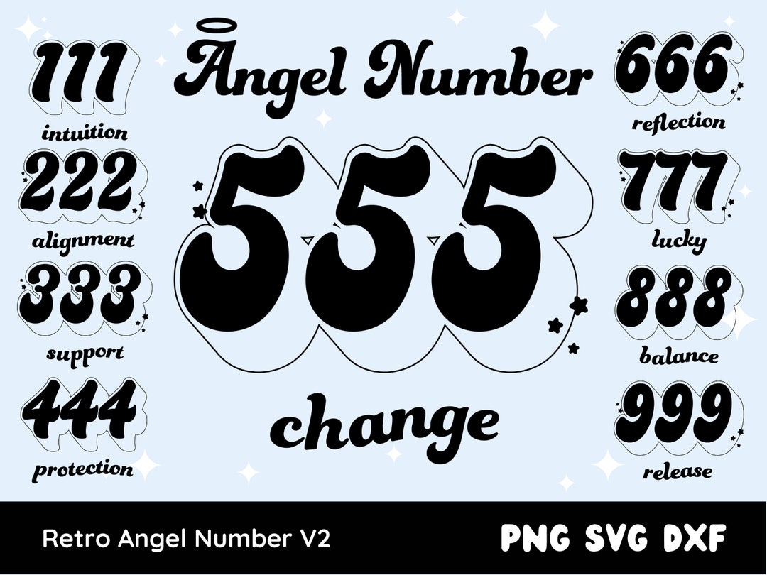 Retro Wavy Text Angel Numbers Version 2 Clip Art, Mystical Svg ...
