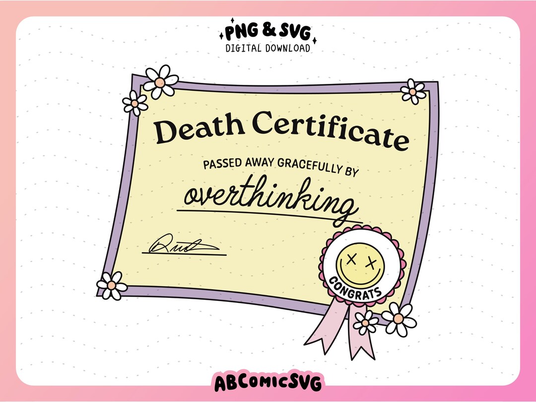 Funny Certificate SVG PNG, Professional Overthinker, Funny Awards ...