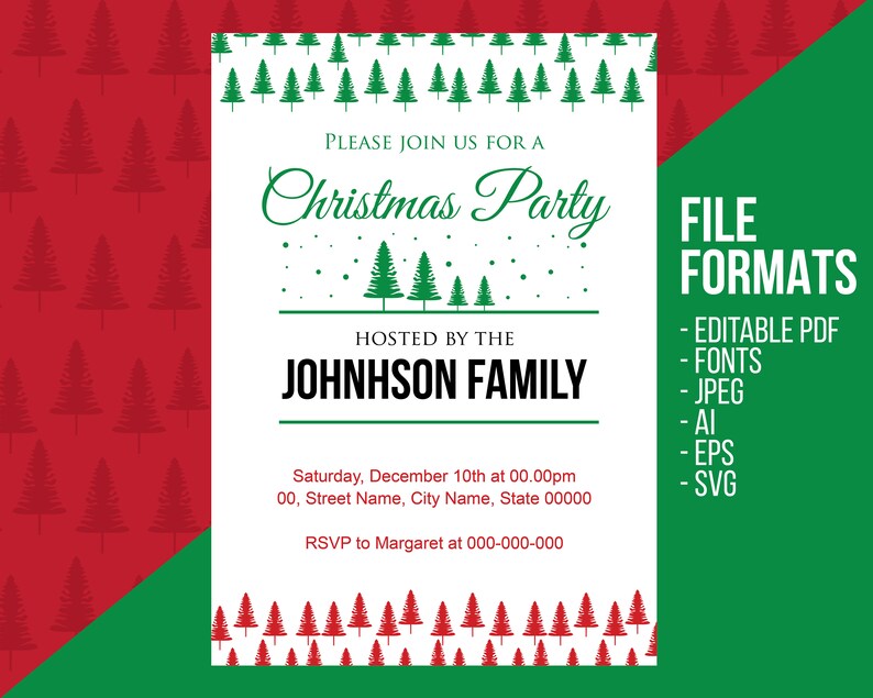 Editable Holiday Party Invitation Christmas Party Invitation - Etsy