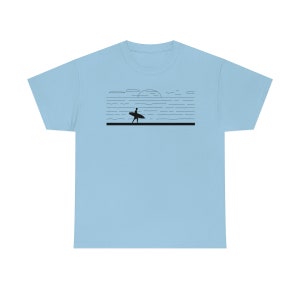 Surf Sunset T-shirt: Unisex Heavy Cotton Tee, Minimalist Surf Art - Etsy