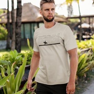 Surf Sunset T-shirt: Unisex Heavy Cotton Tee, Minimalist Surf Art - Etsy