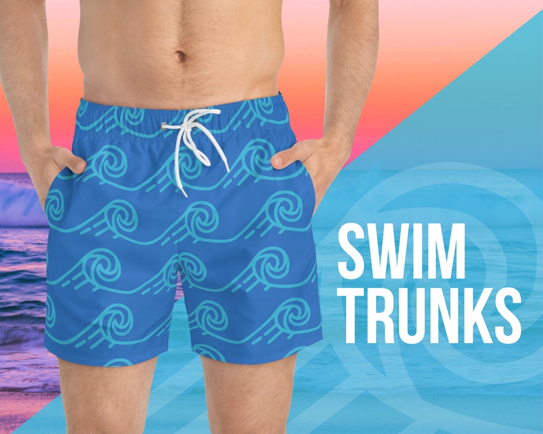 Wave Swim Trunks: Ocean Vibes, Summer Swimwear - Etsy