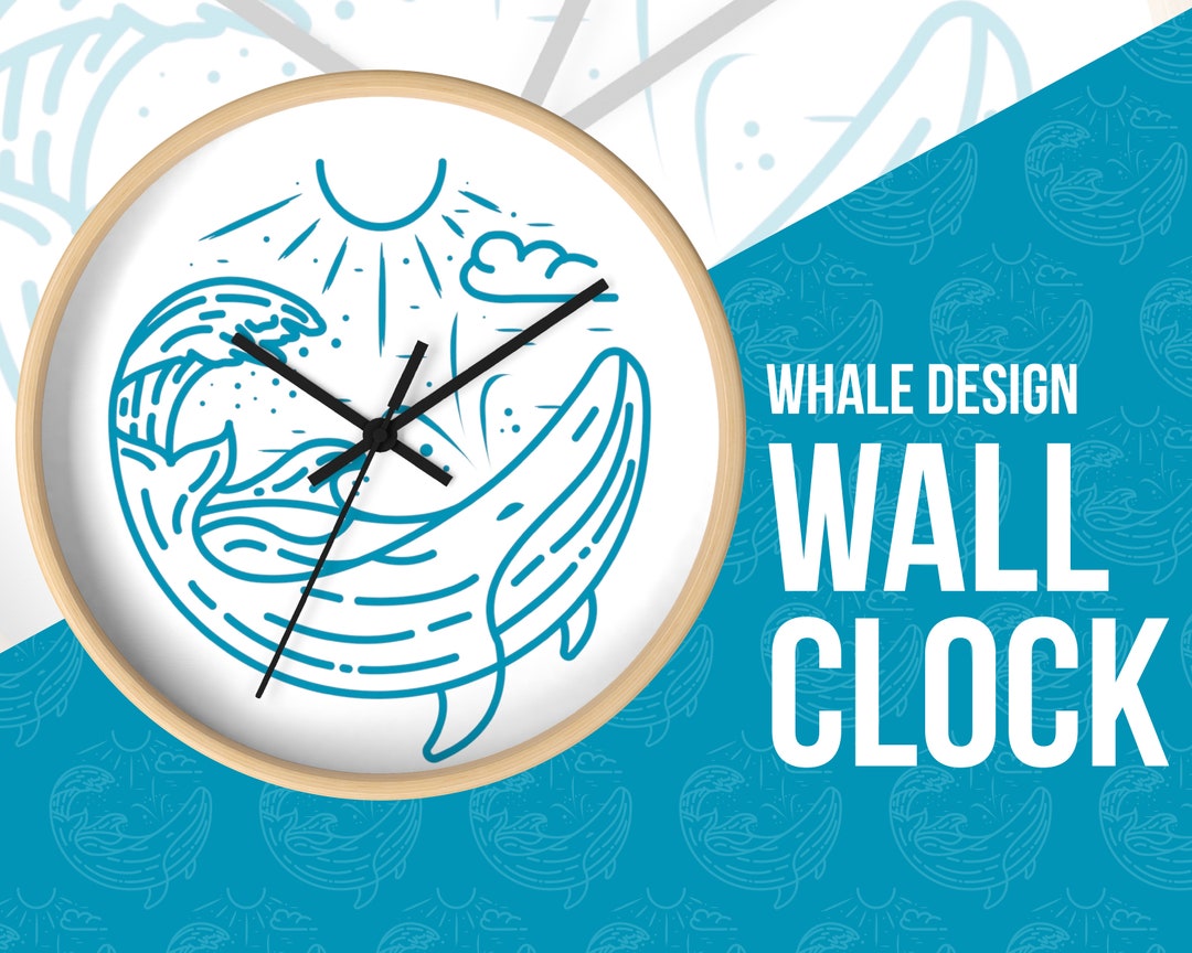 Whale Wall Clock Design | Wall Clock | Ocean Clock | Wave Wall Clock ...