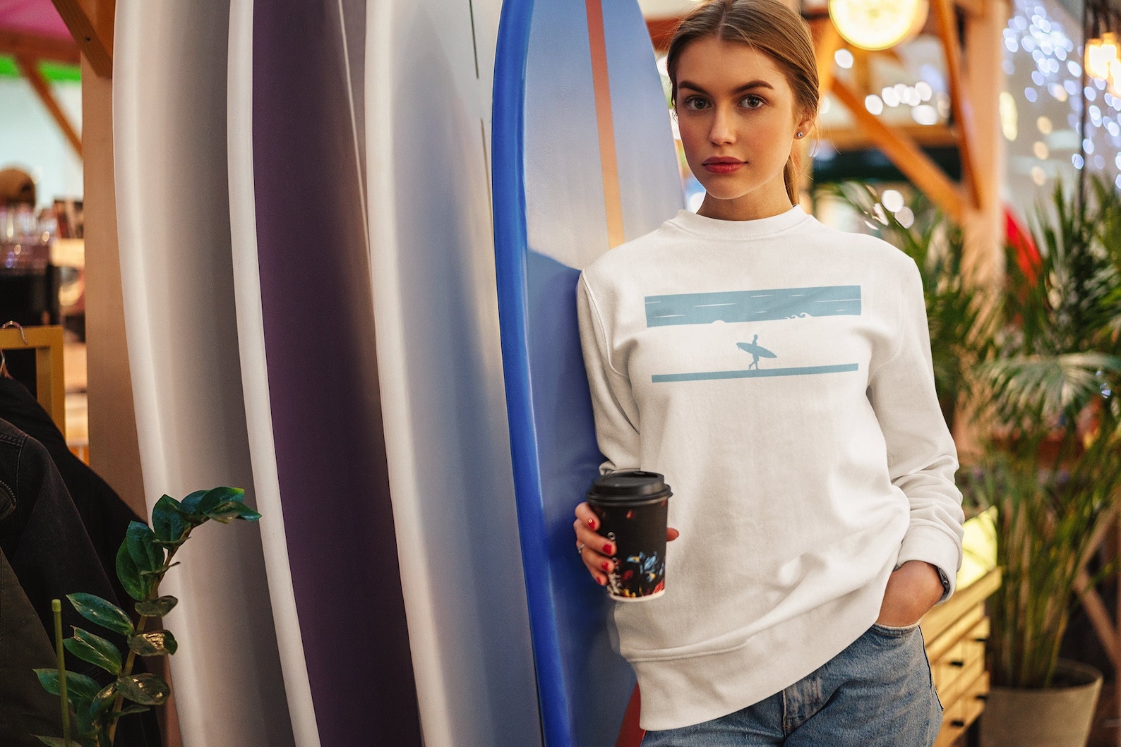 Surf Sweater Gift for Surfers, Unisex Heavy Blend Crewneck Sweatshirt ...