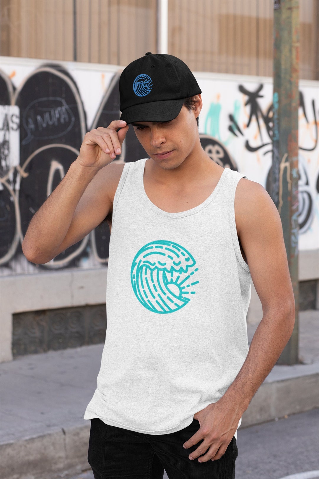 Wave Sun Graphic Tank Top: Unisex Jersey, Ocean Surf Design - Etsy