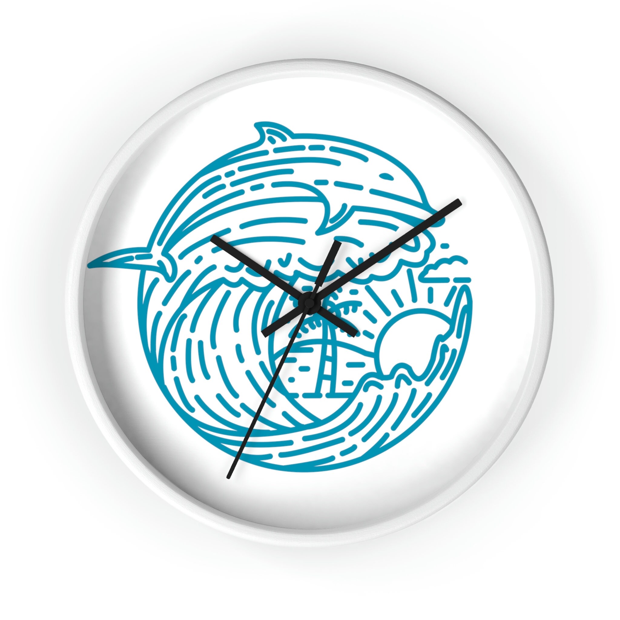 Dolphin Fun Wave Wall Clock, Fun Sea Clock, Tropical Ocean Clock ...