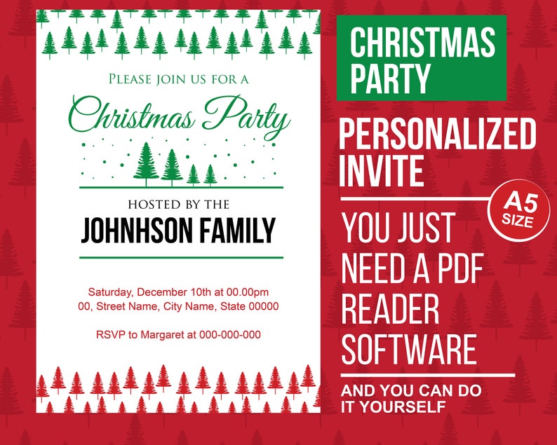 Editable Holiday Party Invitation Christmas Party Invitation - Etsy
