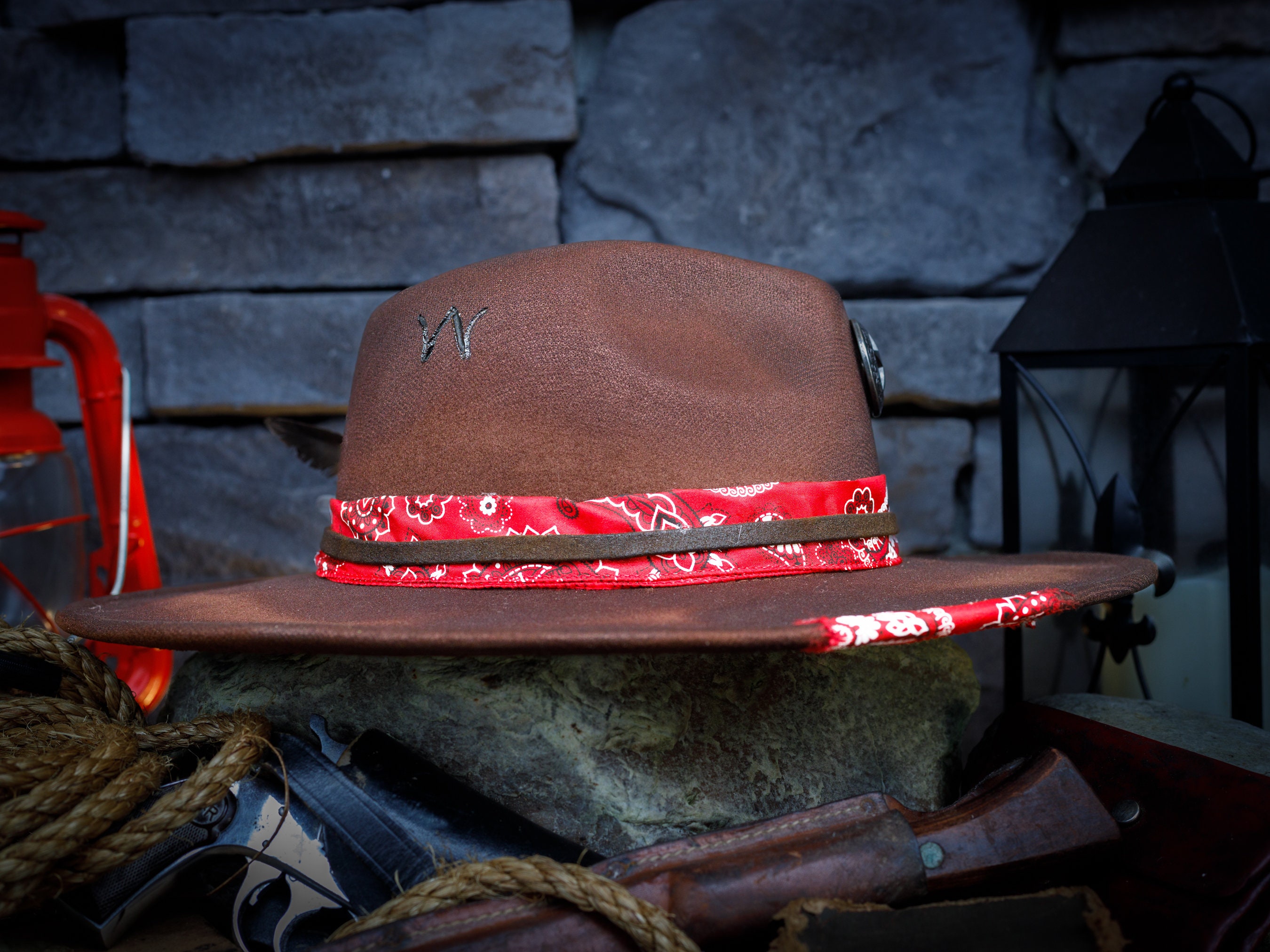 Distressed Custom Cowboy Fedora Hat TITLED: r. - Etsy