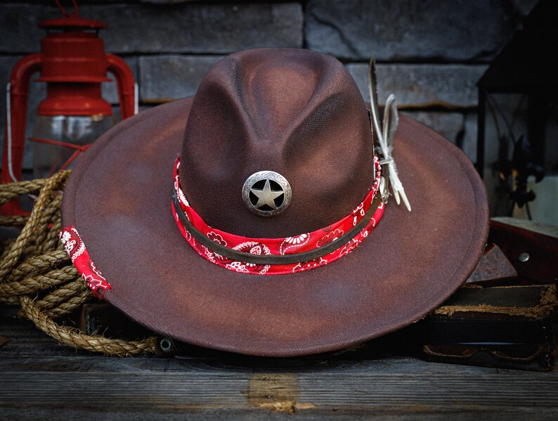 Distressed Custom Cowboy Fedora Hat TITLED: r. - Etsy