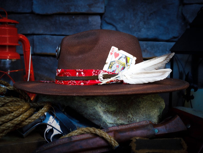 Distressed Custom Cowboy Fedora Hat TITLED: r. - Etsy