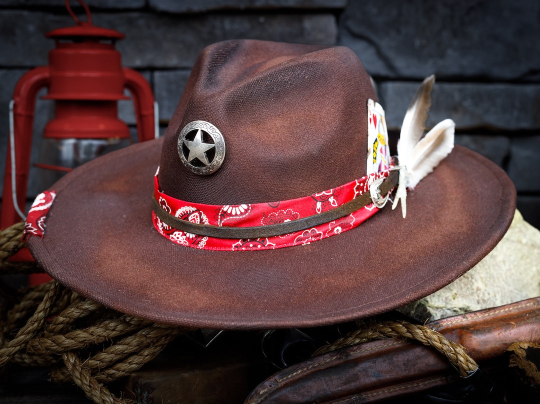 Distressed Custom Cowboy Fedora Hat TITLED: r. - Etsy