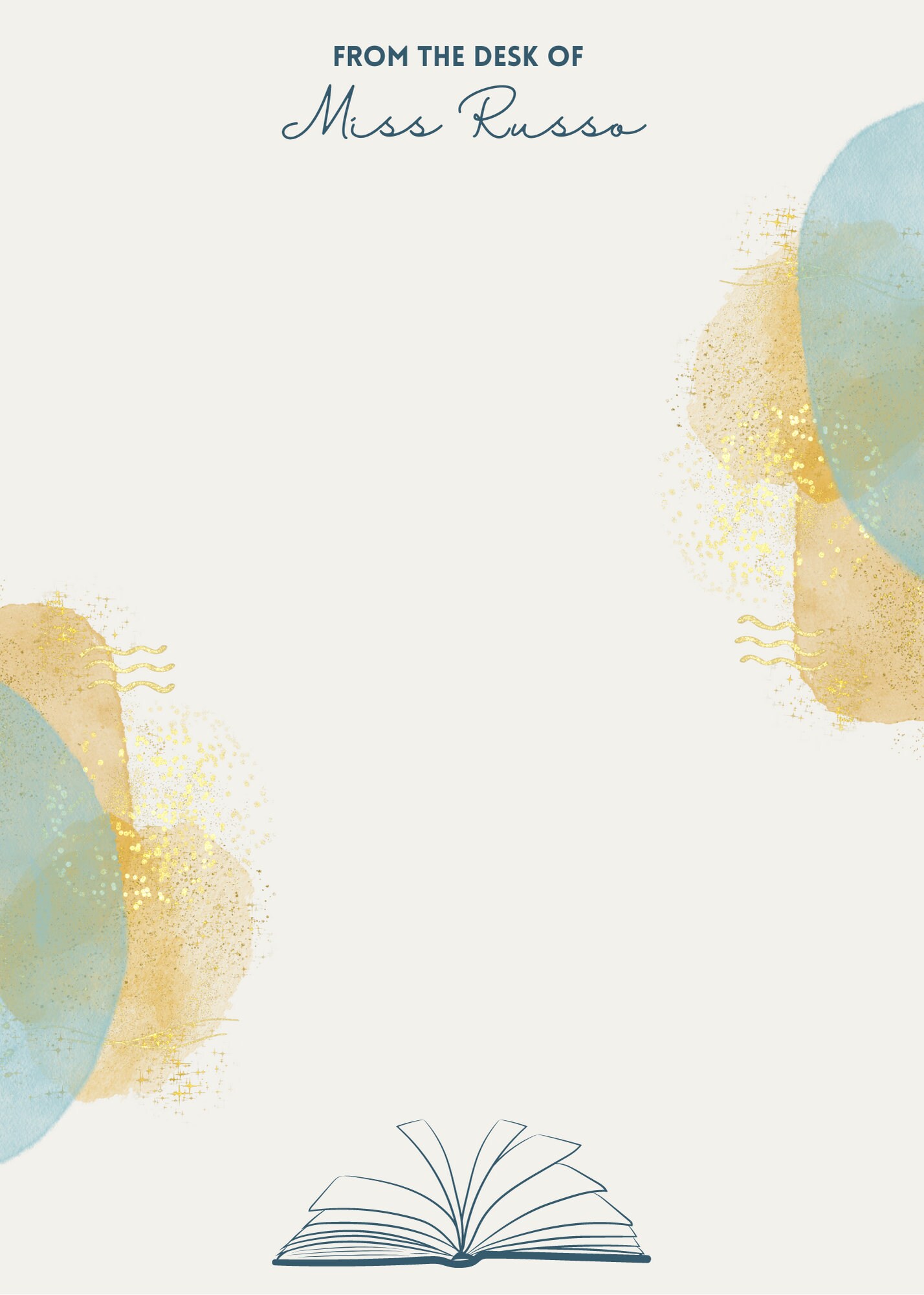 Teacher Note Card Template Open Book Note Card Notecard - Etsy