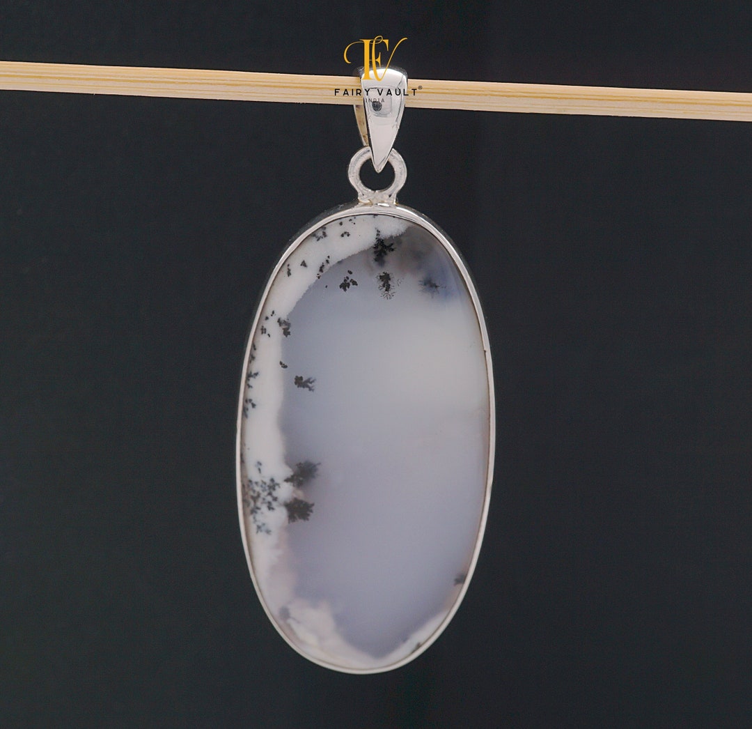 Dendritic, Moss Opal Pendant Sterling Silver Inspired by Mystical ...