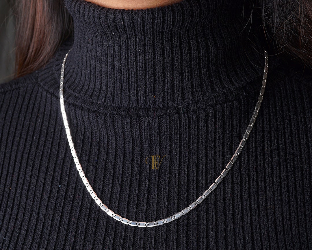 Stylish 925 Sterling Silver Razor Blade Chain 21" Length/handcrafted ...