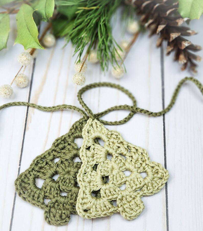 Crochet Christmas Tree Garland - Festive Holiday Garland - Crocheted ...